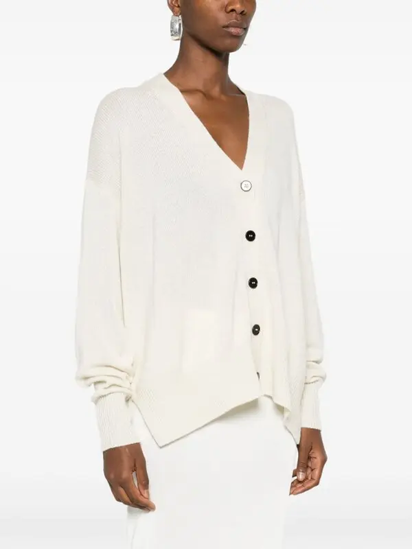 JIL SANDER Cashmere Drop-shoulder Cardigan - White
