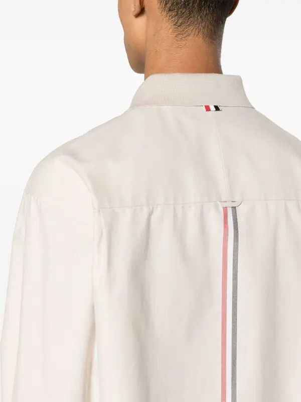 Thom Browne Rwb Stripe-print Cotton Overshirt