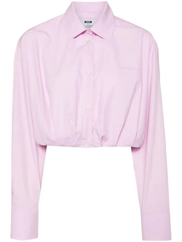 MSGM Embroidered Cropped Shirt