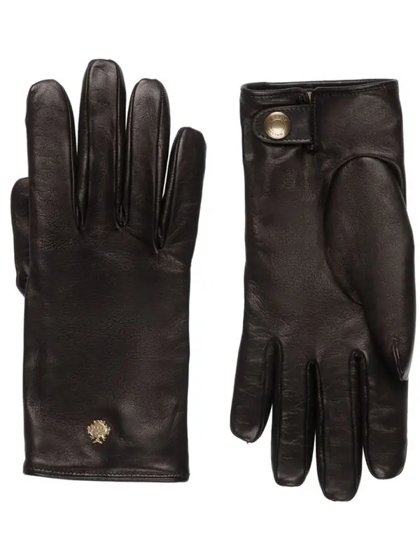Bally Logo Plaque Leather Gloves - Black