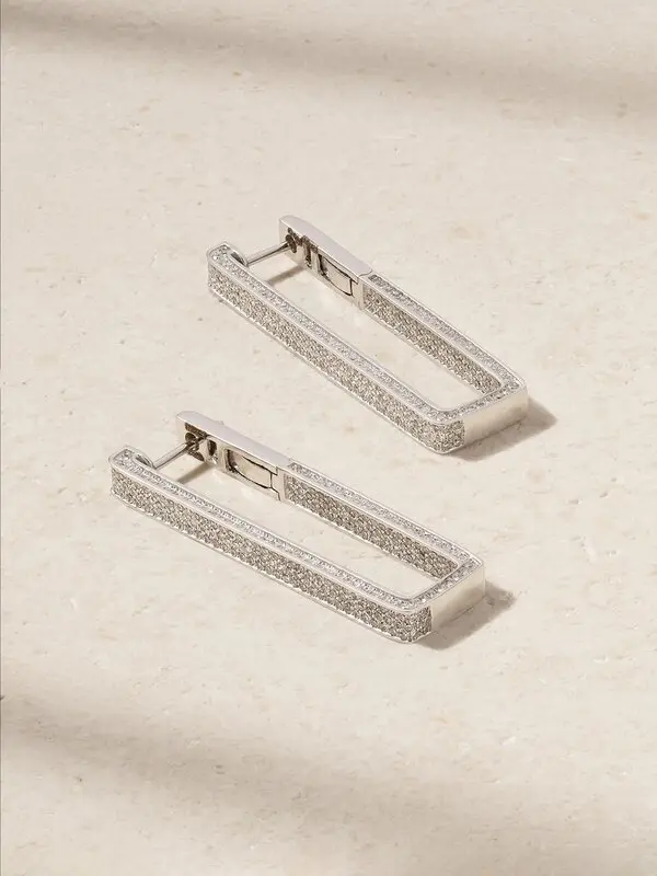 Shay Elongated Deco Link 18-karat White Diamond Earrings - Gold