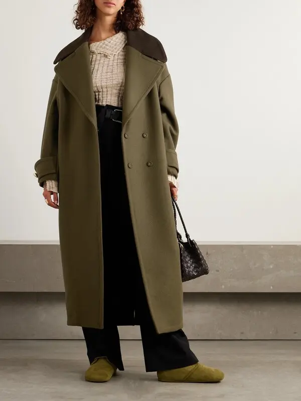 Loewe Pebble Cotton Corduroy-trimmed Wool Coat