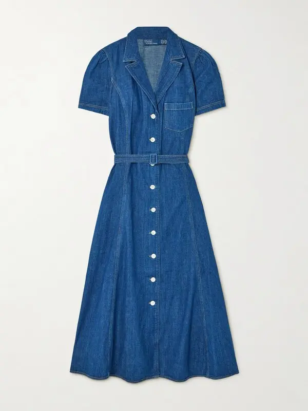Ralph Lauren Hampton Belted Denim Midi Dress In Blue - 50% Off |  Editorialist