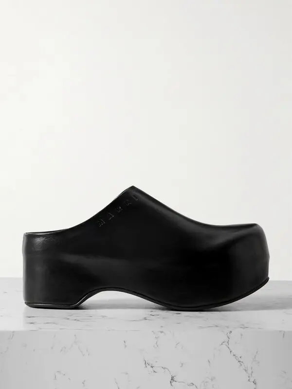 Marni Sabot Leather Platform Clogs