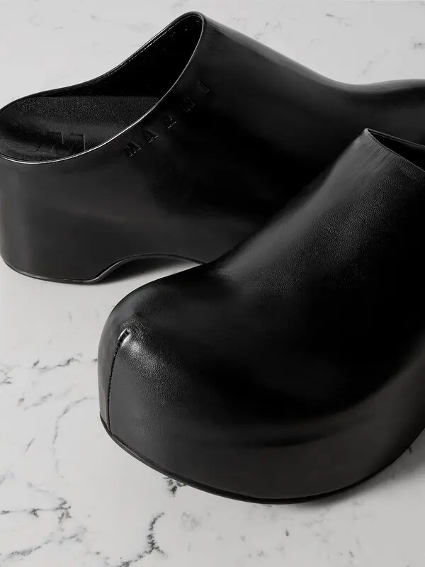 Marni Sabot Leather Platform Clogs
