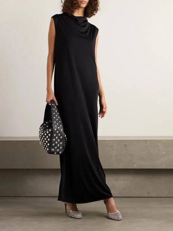 JIL SANDER Draped Satin-jersey Maxi Dress