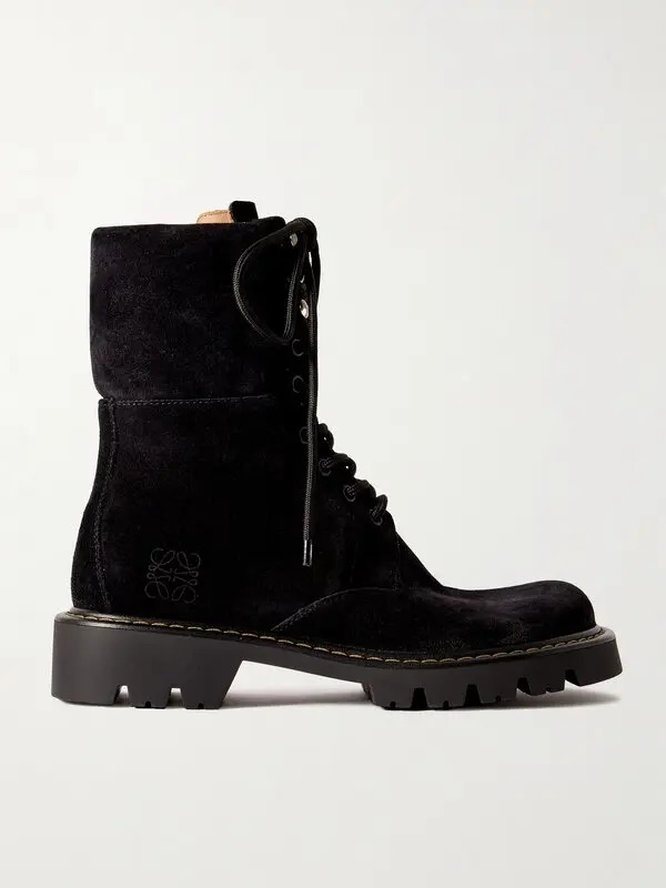 Loewe Sierra Suede Ankle Boots - Black