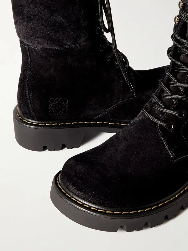 Loewe Sierra Suede Ankle Boots - Black