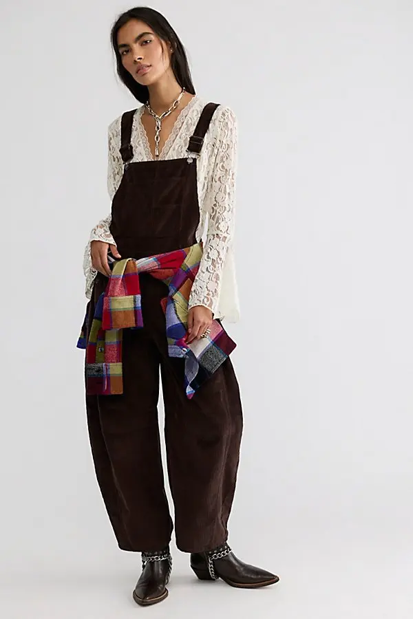 Free People We The Free Good Luck Cord Overalls - Double Espresso