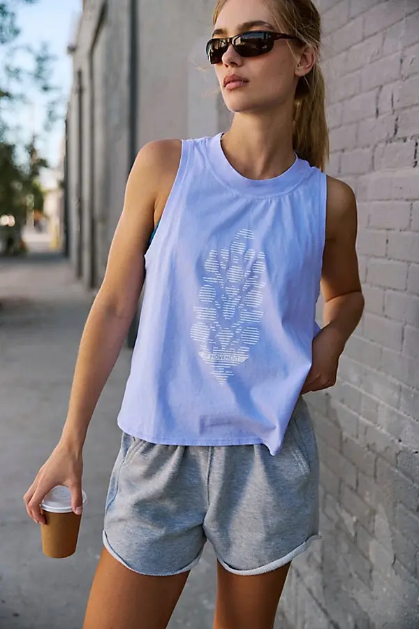 Free People Game Time Logo Tank - Twilight Violet/white Combo