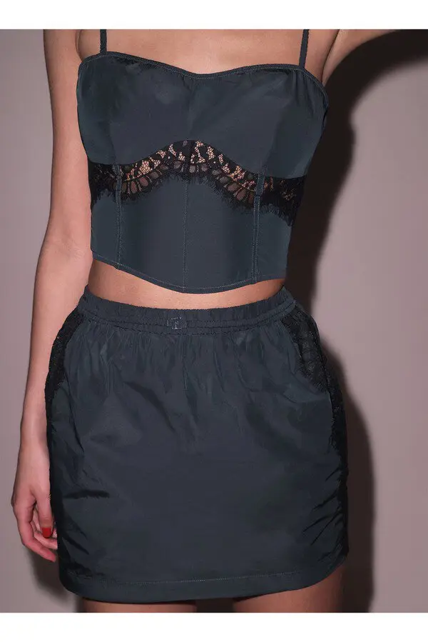 FLEUR DU MAL Nylon Mini Skirt - Black