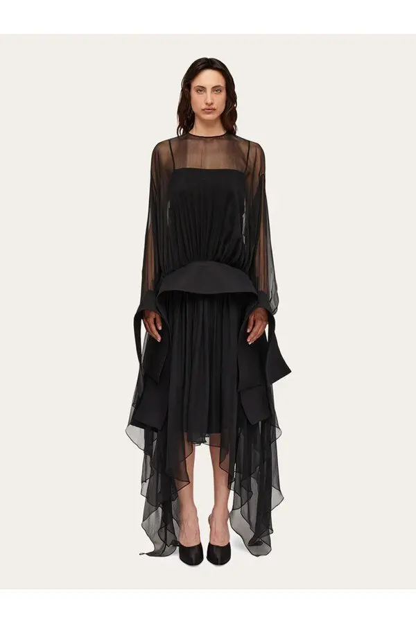 ferragamo silk dress Silk dress with flower detail - Women