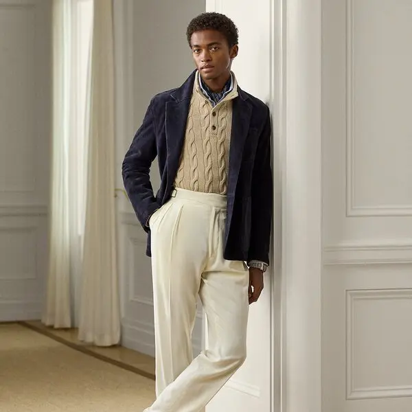 Ralph Lauren Hand-tailored Wool Gabardine Trousers - Cream