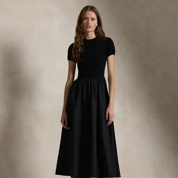 sweater-bodice short-sleeve dress Short Sweater Dress