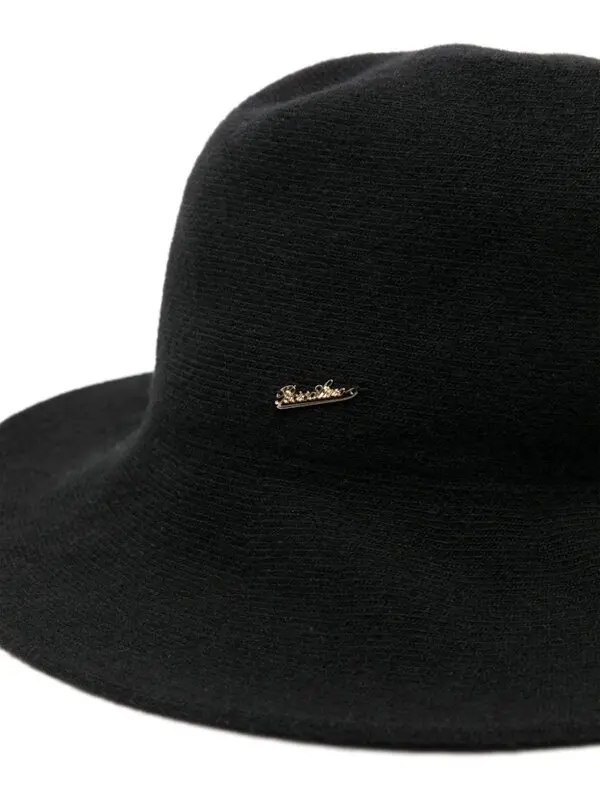 Borsalino Trilby With Logo Plaque - Black