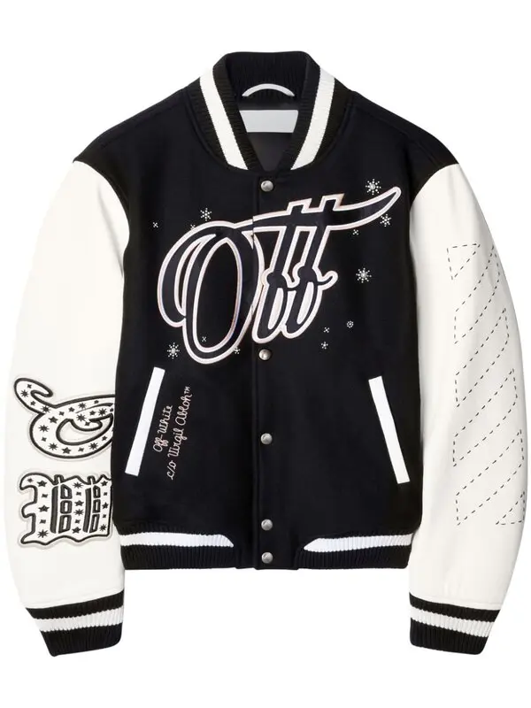Off-White Wo Bling Stars Varsity Jacket - Black