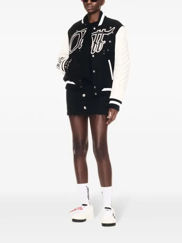 Off-White Wo Bling Stars Varsity Jacket - Black
