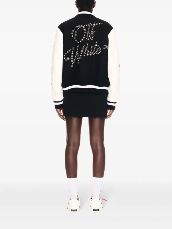 Off-White Wo Bling Stars Varsity Jacket - Black