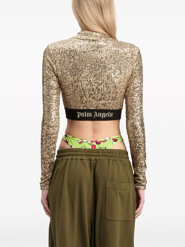 Palm Angels Sequin-design Long-sleeve Top - Gold