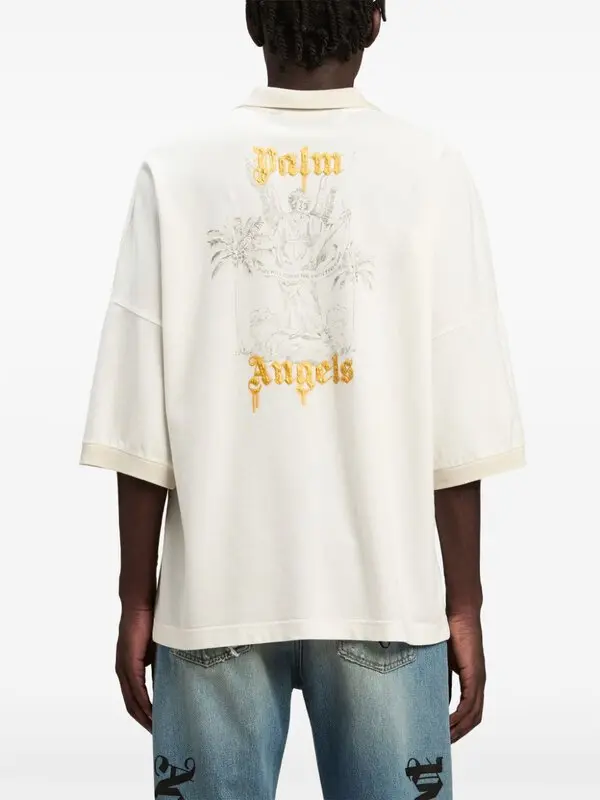Palm Angels Logo-print Cotton Polo Shirt