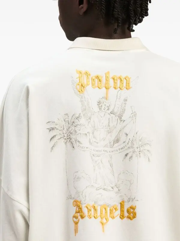 Palm Angels Logo-print Cotton Polo Shirt