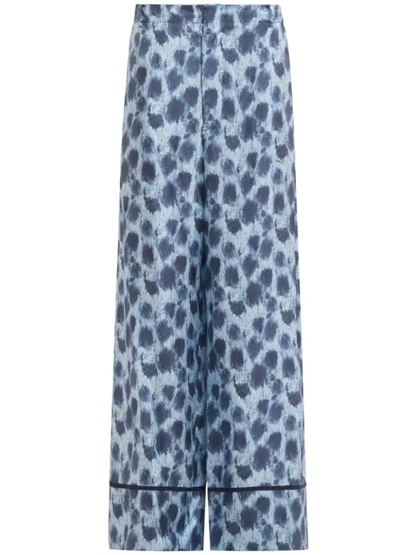 Marni Silk Wide-leg Trousers - Blue