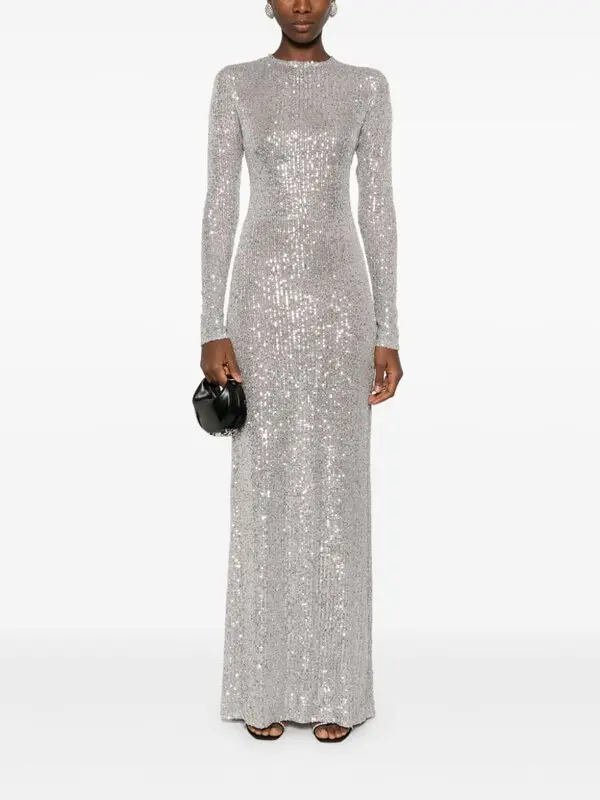 ATU BODY COUTURE Sequined Maxi Dress - Silver