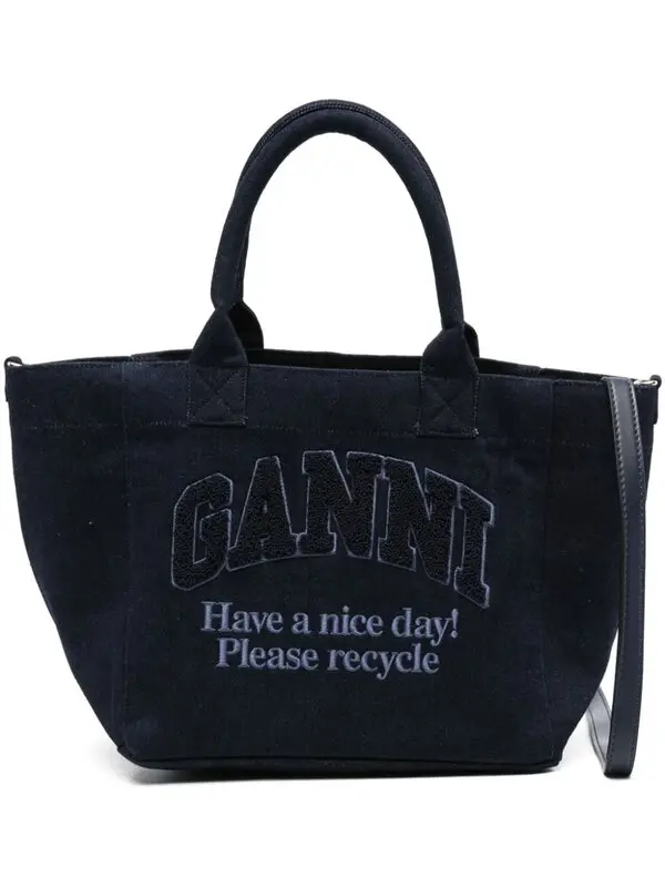 GANNI Embroidered Denim Tote Bag