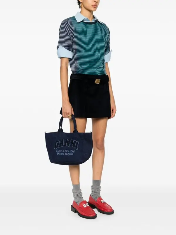 GANNI Embroidered Denim Tote Bag
