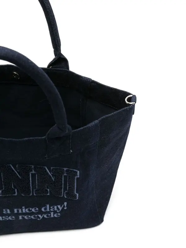 GANNI Embroidered Denim Tote Bag