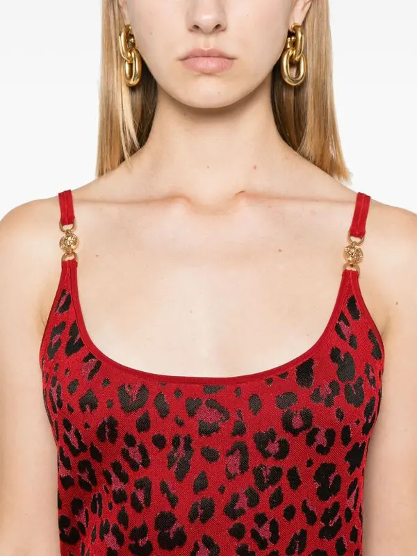 Versace Medusa Animal Print Dress - Red | Editorialist