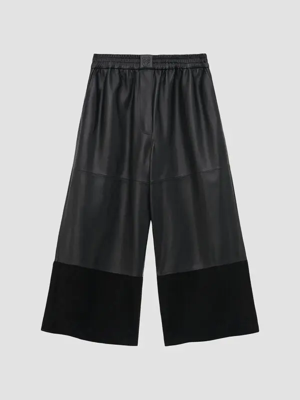 Loewe Cropped Leather Trousers - Black