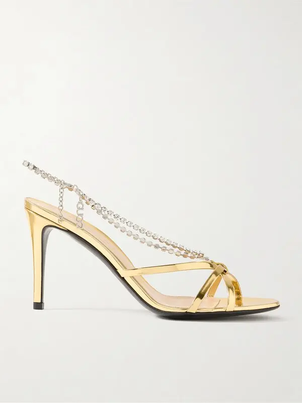 Gucci Heloise Crystal-embellished Leather Sandals
