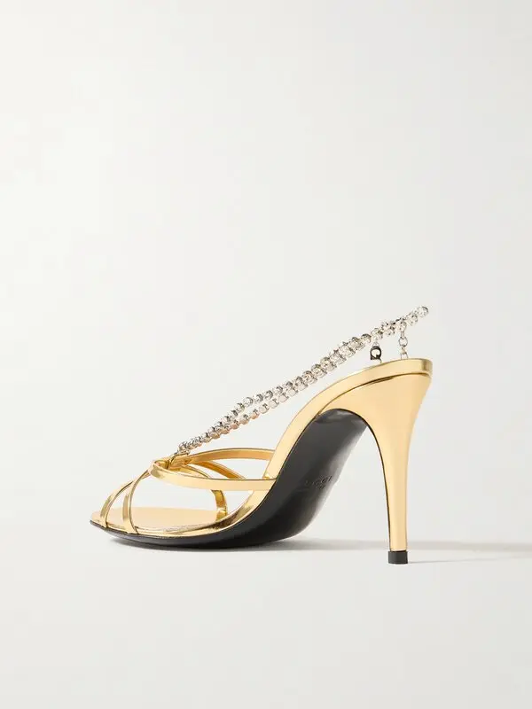 Gucci Heloise Crystal-embellished Leather Sandals