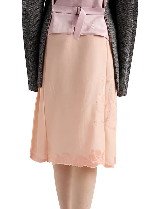 Prada Embroidered Habutai Silk Skirt