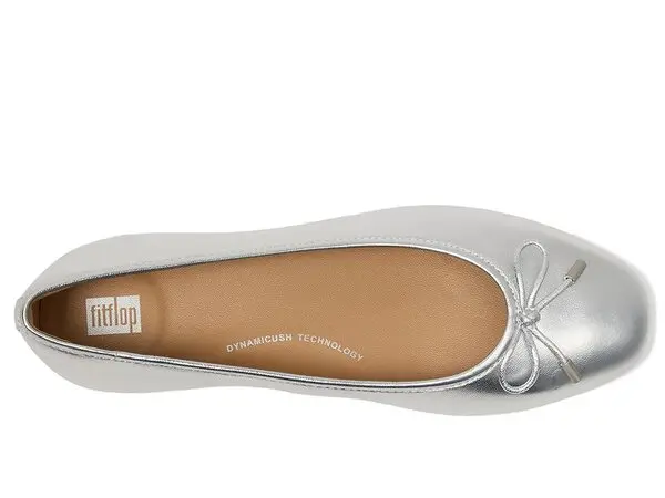 Fitflop Delicato Bow Metallic-leather Ballet Flats
