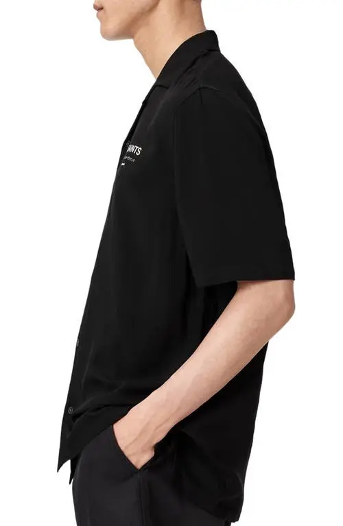 ALLSAINTS Underground Logo Graphic Camp Shirt - Black