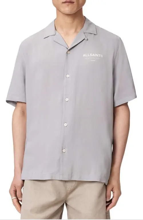 ALLSAINTS Underground Logo Graphic Camp Shirt - Clouded Grey