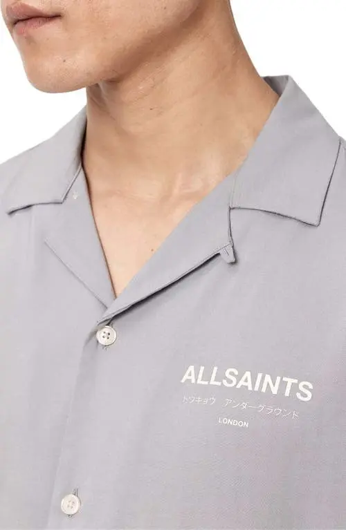 ALLSAINTS Underground Logo Graphic Camp Shirt - Clouded Grey