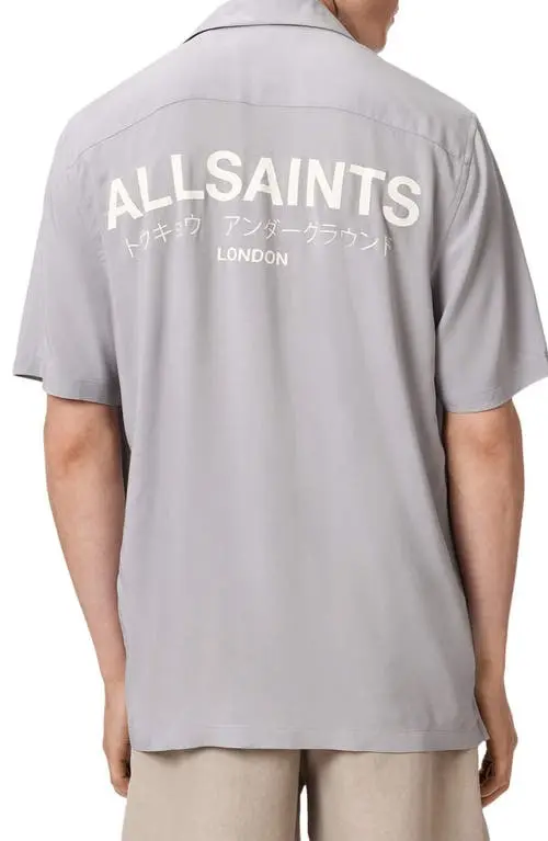 ALLSAINTS Underground Logo Graphic Camp Shirt - Clouded Grey