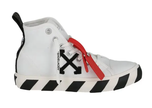 Off-White High-top Vulcanized Canvas Sneakers - White/black