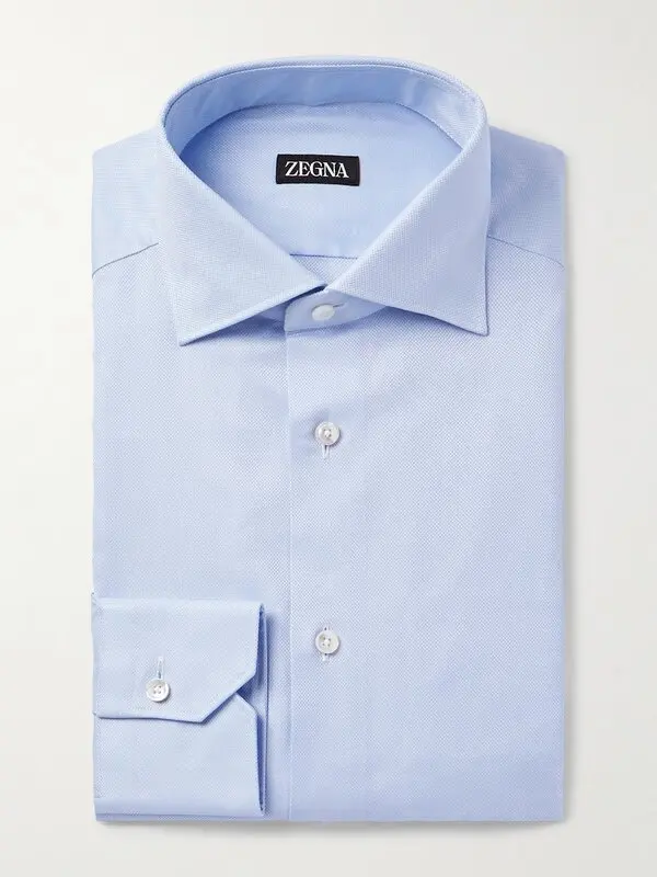 Zegna Cutaway-collar Cotton Oxford Shirt - Blue