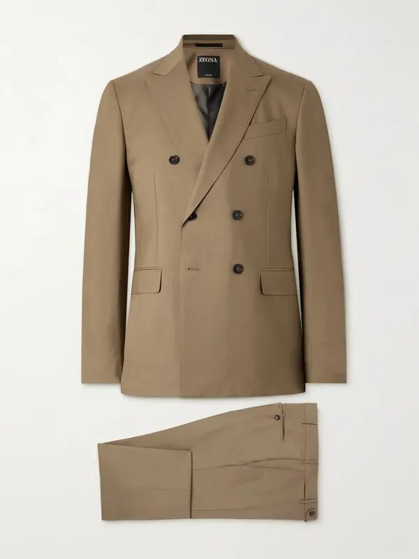 Zegna Double-breasted Trofeo™ Wool-twill Suit - Brown