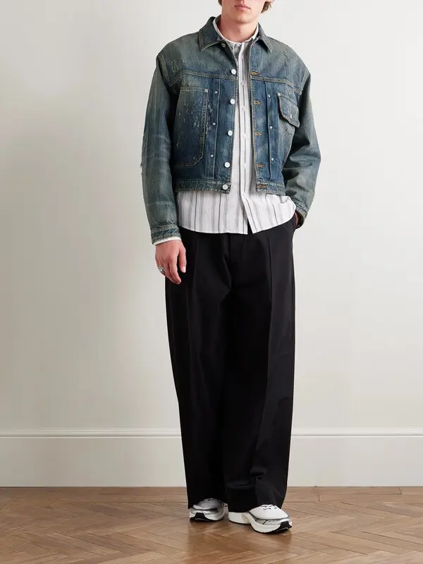 Givenchy Distressed Denim Jacket - Blue