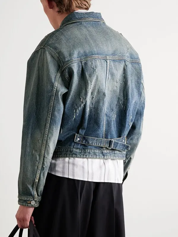 Givenchy Distressed Denim Jacket - Blue