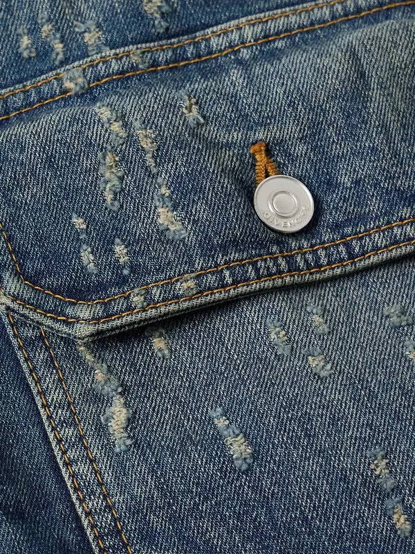 Givenchy Distressed Denim Jacket - Blue