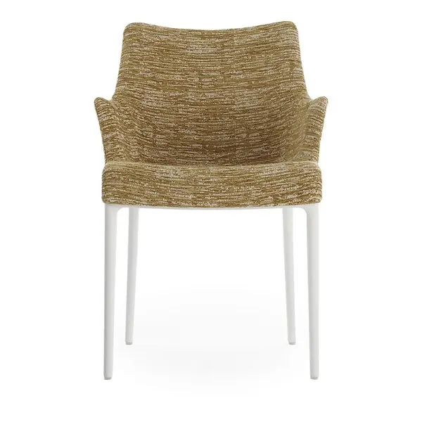 KARTELL Eleganza Nia Melange Dining Armchair, White Legs - Mustard