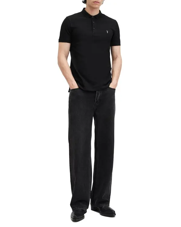 ALLSAINTS Reform Cotton Slim Fit Polo Shirt - Black