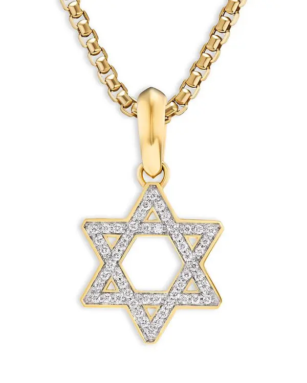 David Yurman Star Of David Pendant In 18k Yellow With Diamonds - Gold