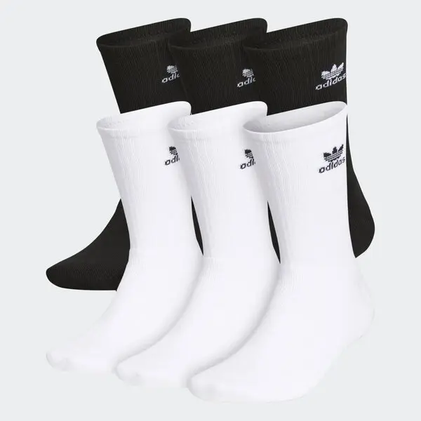 Adidas Trefoil Crew Socks 6 Pairs - Black